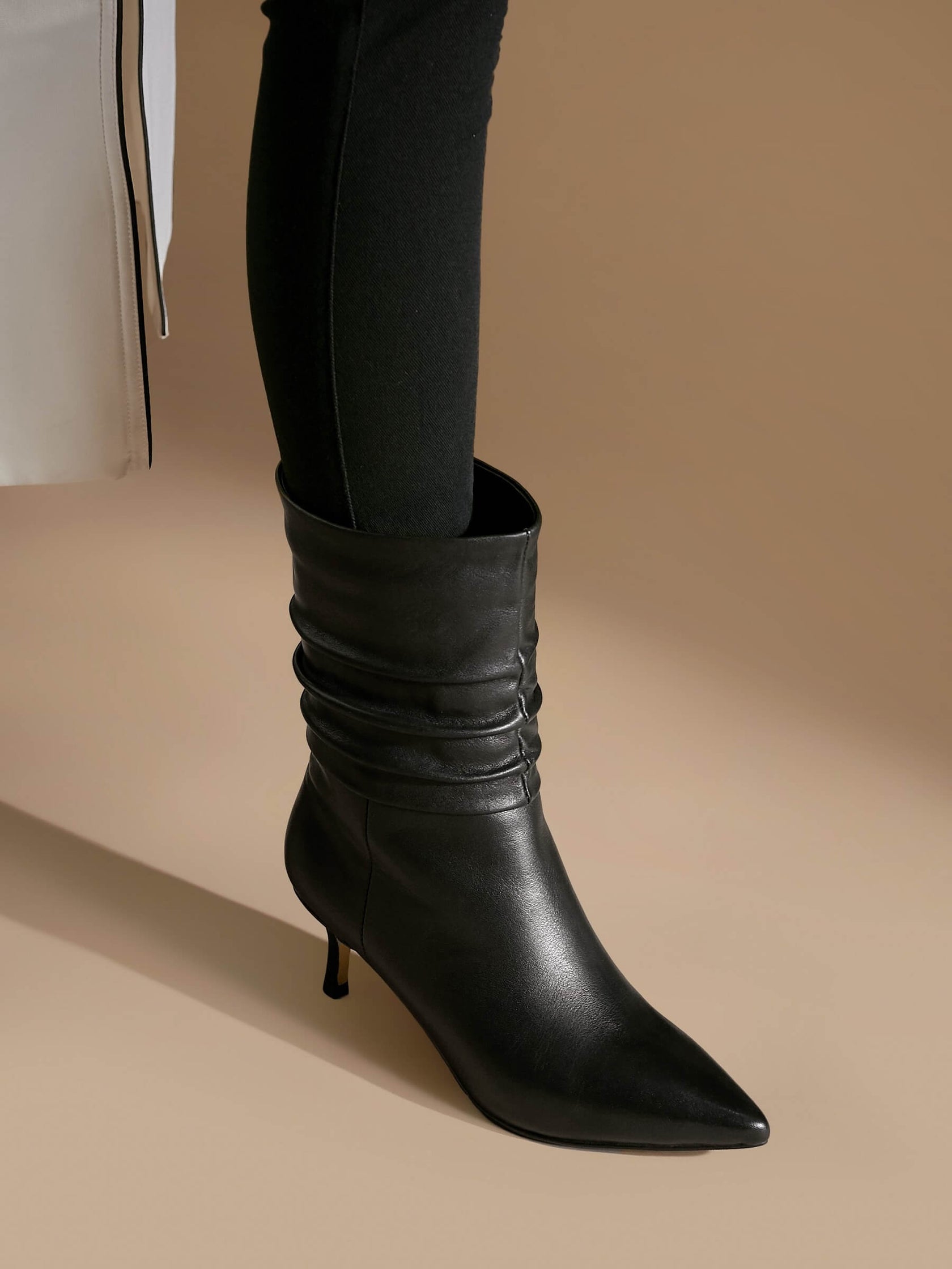 Milo - Kitten Heel Slouchy Leather Boots – RolisaStyle